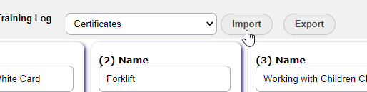 Change the order of Training Log, License Competency and PPE Register ...